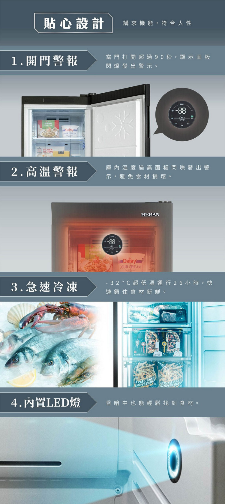 禾聯170L變頻直立式冷凍櫃 HFZ-B1763FV